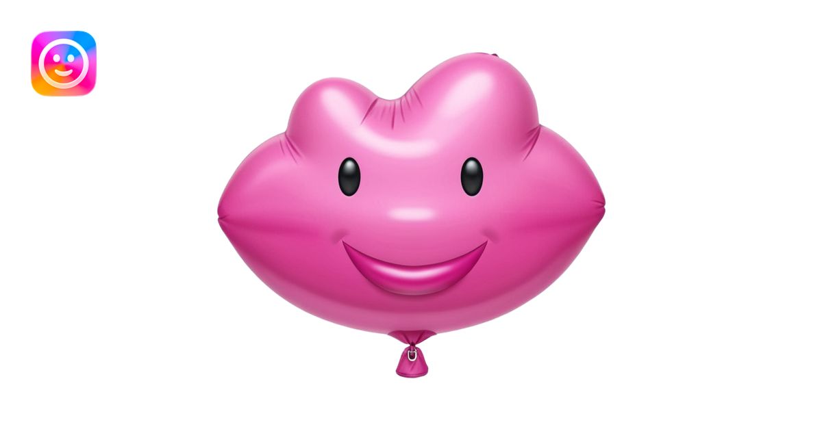 pink puffy inflatable balloon vinyl lips emoji | AI Emoji Generator