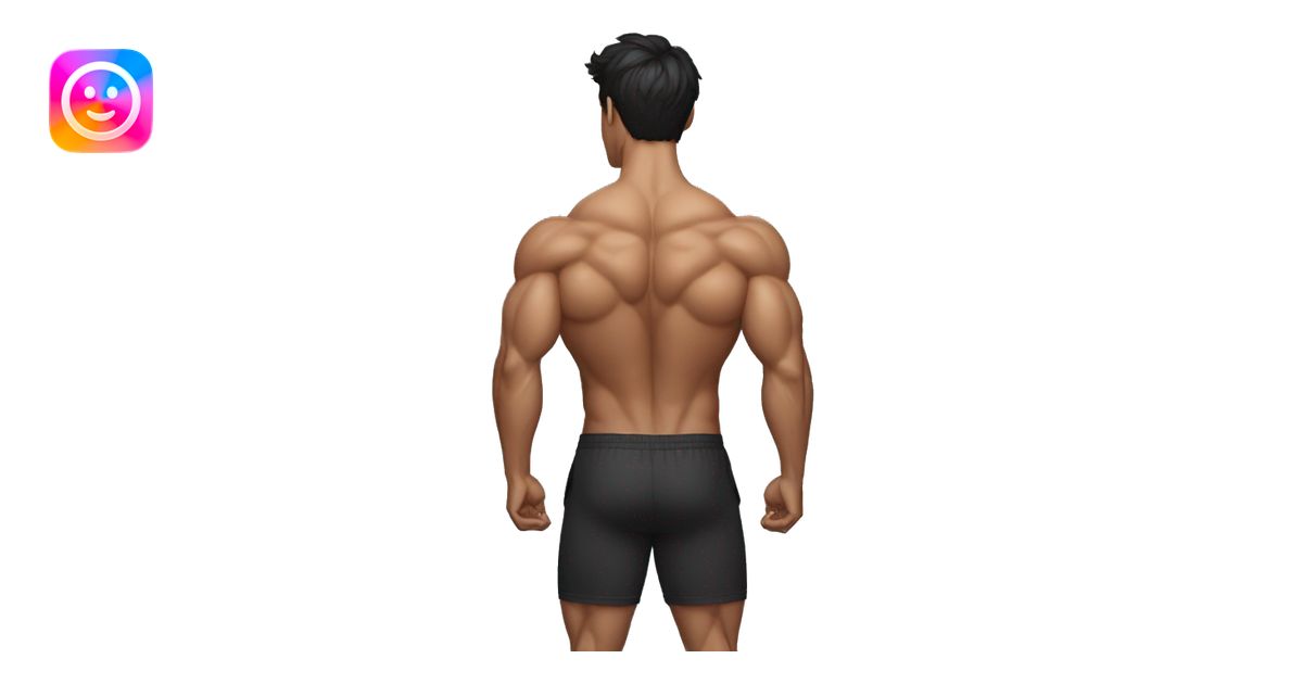 dark haired gym bro back muscles emoji | AI Emoji Generator