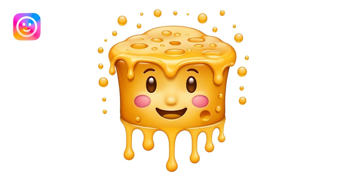 face emoji with melted cheese pouring over emoji | AI Emoji Generator