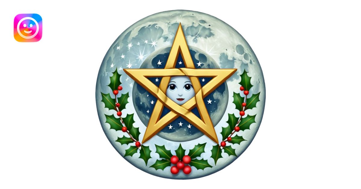 Full Moon with pentacle and Holly in the background emoji | AI Emoji ...