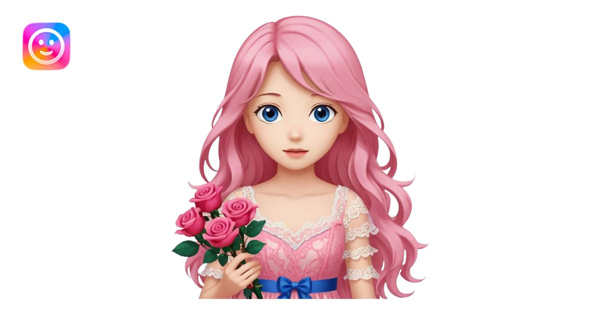 pastel anime woman with pink and white lace dress full body and long ...