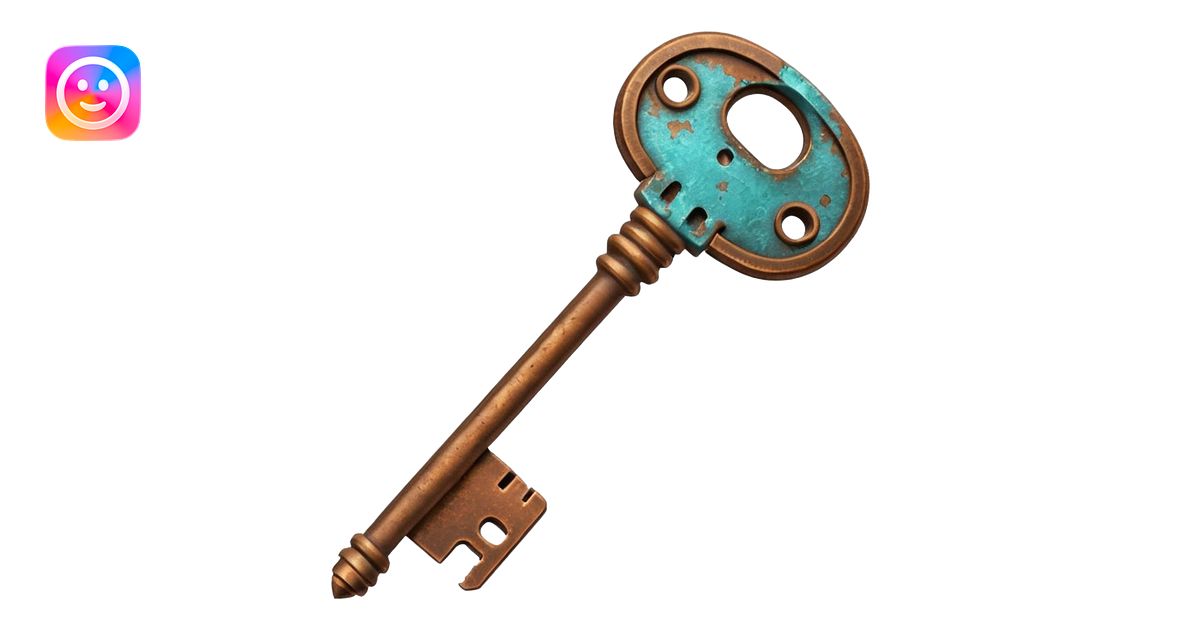 Rusted key with patina. emoji | AI Emoji Generator