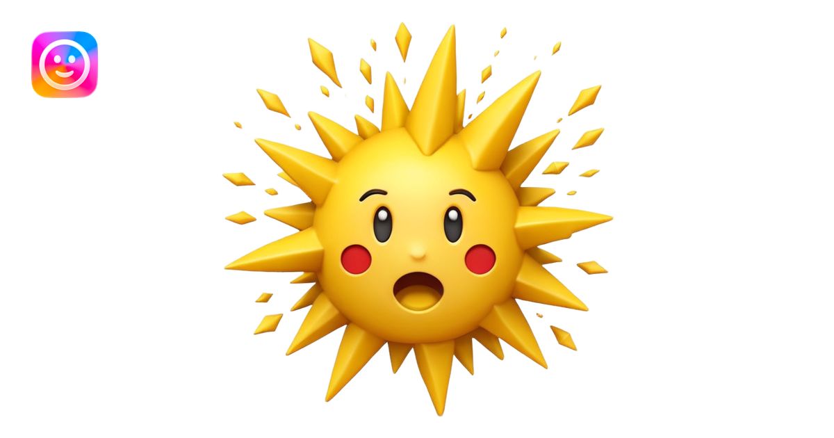 A 3D Apple-style emoji of a explosion shape, expressing a loud sudden ...