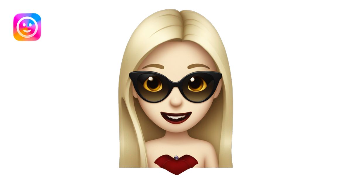 girl vampire with dark sunglasses showing her fangs emoji | AI Emoji ...