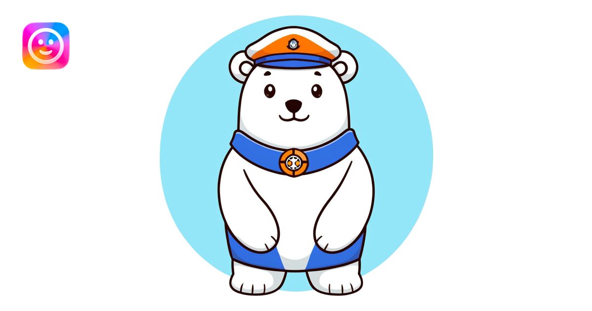Polar bear captain with blue uniform and captain's hat, Captain ...