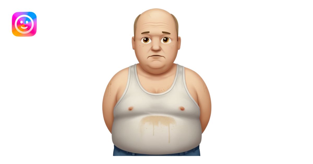 obese middle aged white man in wifebeater with dirty appearance. His ...