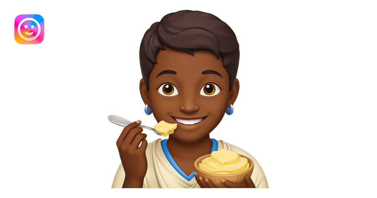Blue Krishna eating butter emoji | AI Emoji Generator