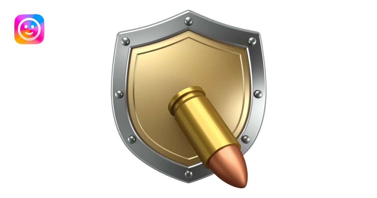 a bullet bouncing off a shield emoji | AI Emoji Generator
