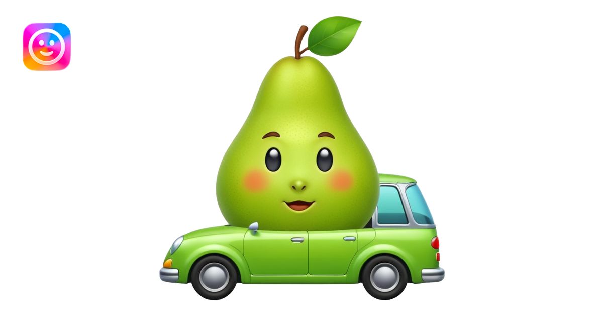 plain pear in a porshce emoji | AI Emoji Generator