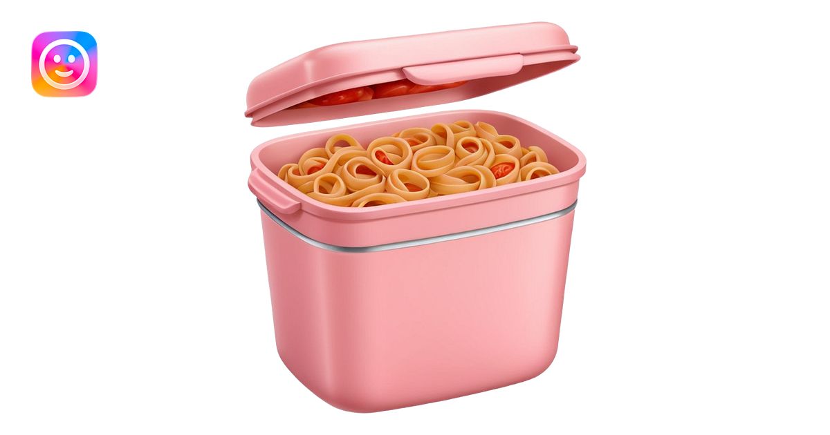 pastel pink food container with tomato pasta inside emoji | AI Emoji ...