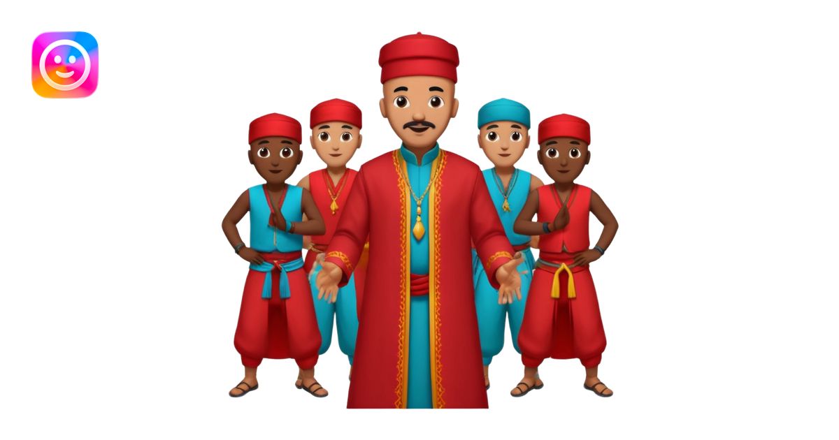 Bald moroccan man with dancers emoji | AI Emoji Generator