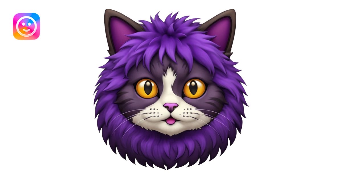 Hairy cat with aubergine emoji | AI Emoji Generator