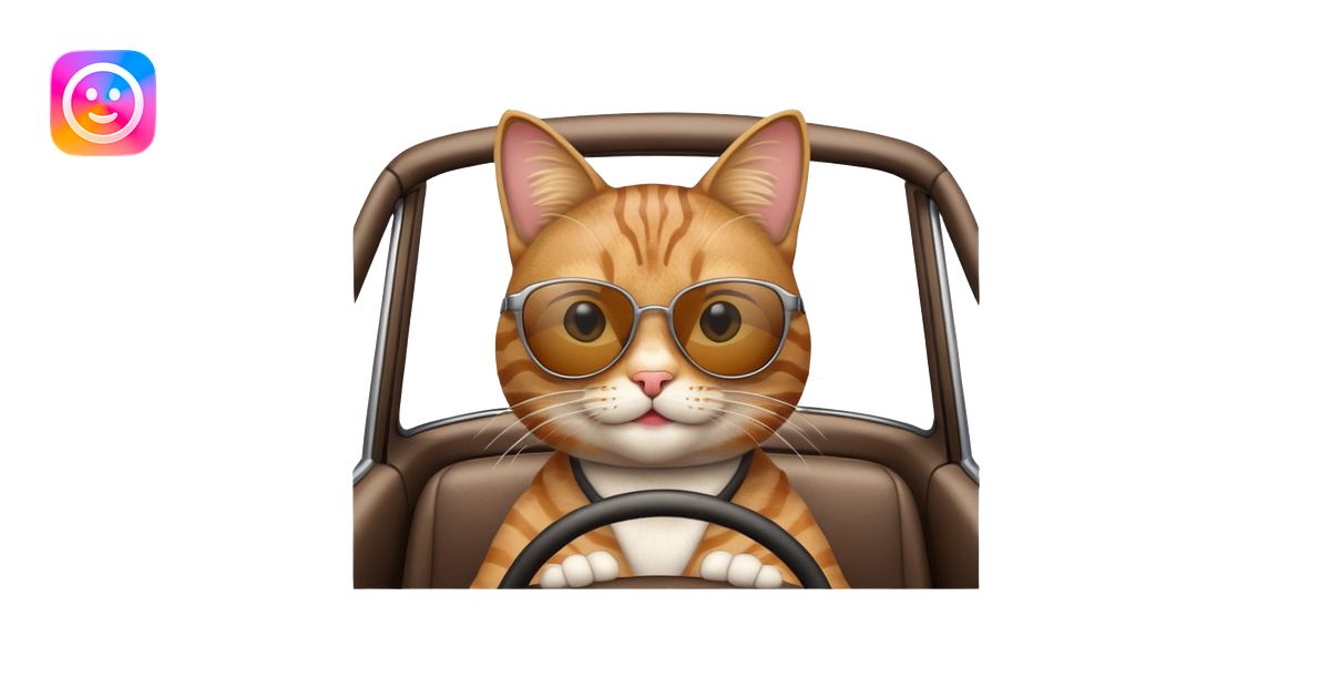 Cat driving a car emoji | AI Emoji Generator