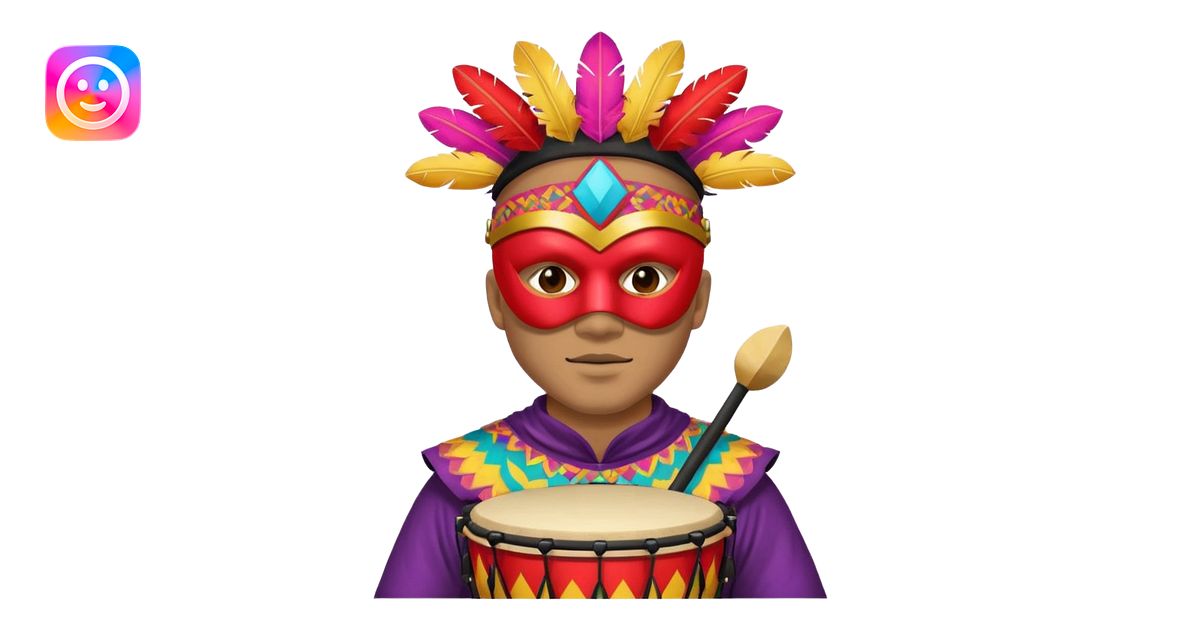 Masked Festival Drummer man emoji | AI Emoji Generator