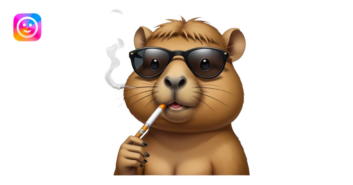 capybara with sunglasses smoking a cigarette emoji | AI Emoji Generator