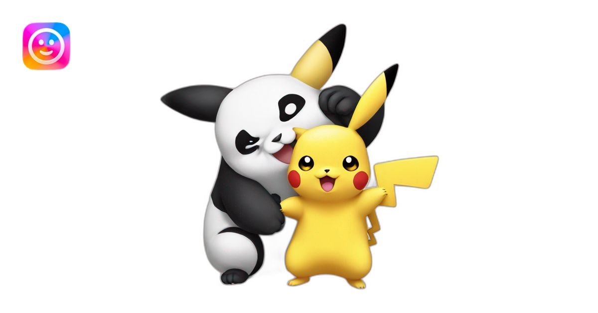pikachu playing with panda emoji | AI Emoji Generator