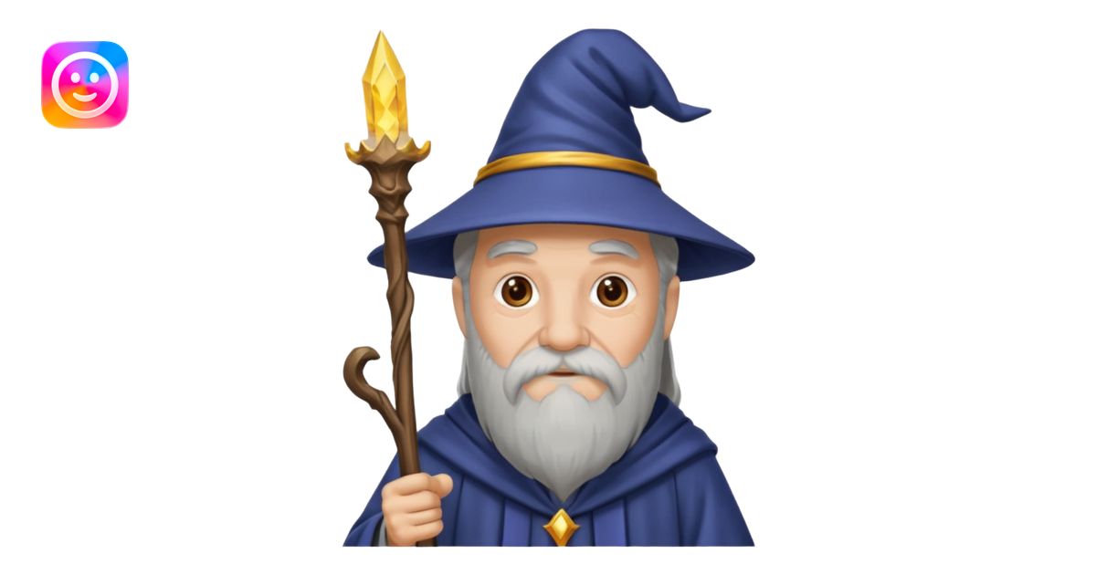 old wizard with staff emoji | AI Emoji Generator