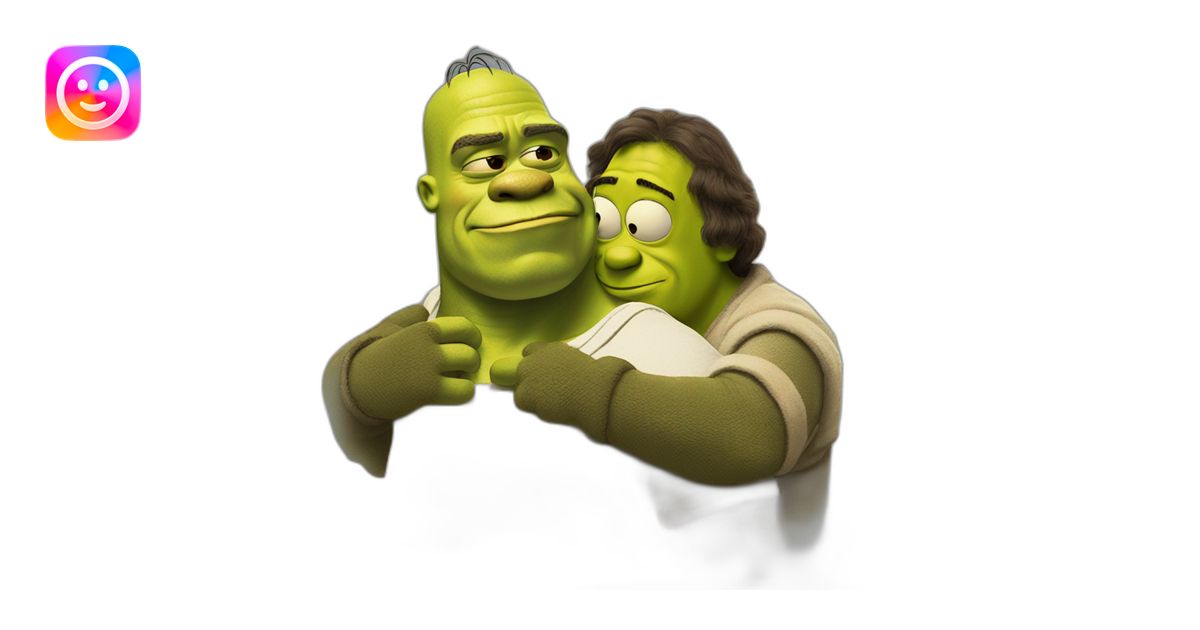 shrek and homer hug each other emoji | AI Emoji Generator