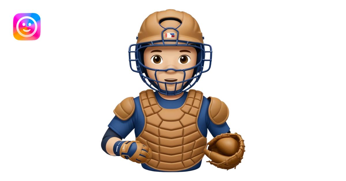 Baseball catcher, with glove up and in the foreground, ready to catch ...