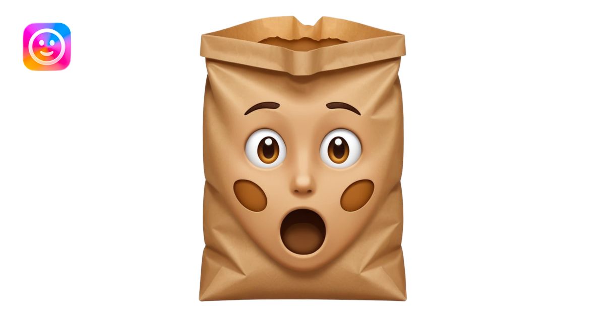 iOS emoji style, face with panic expression, breathing into a brown ...