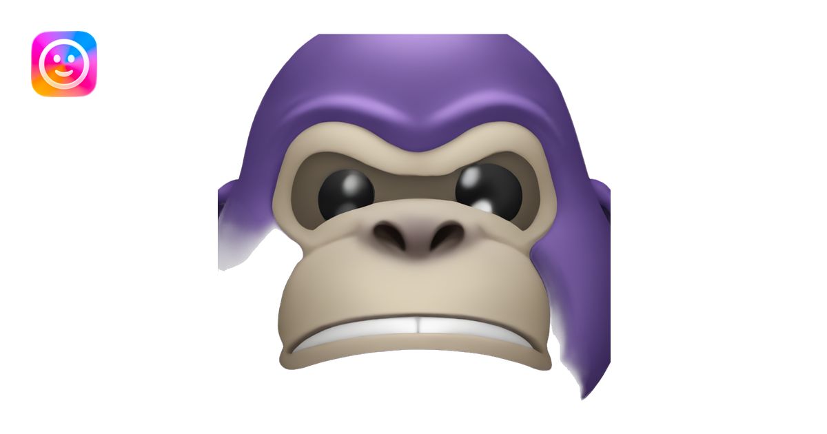 fat purple gorilla smiling on a computer screen emoji | AI Emoji Generator