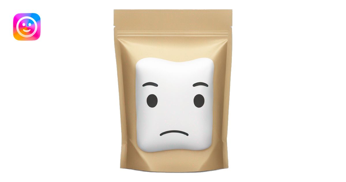 white sad sugar packaging emoji | AI Emoji Generator
