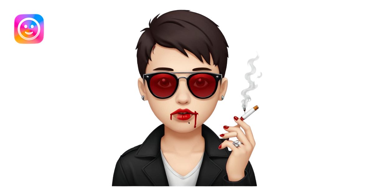 boy high fashion model with lip piercing sunglasses blood smoking ...