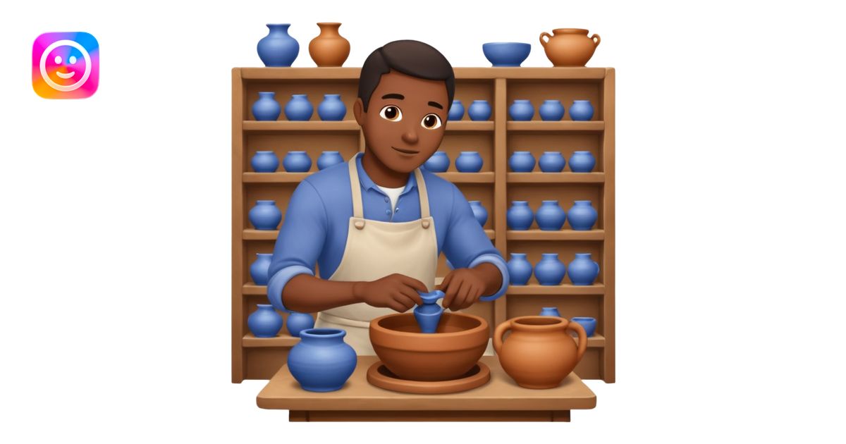 Pottery Wheel Artist black man emoji | AI Emoji Generator