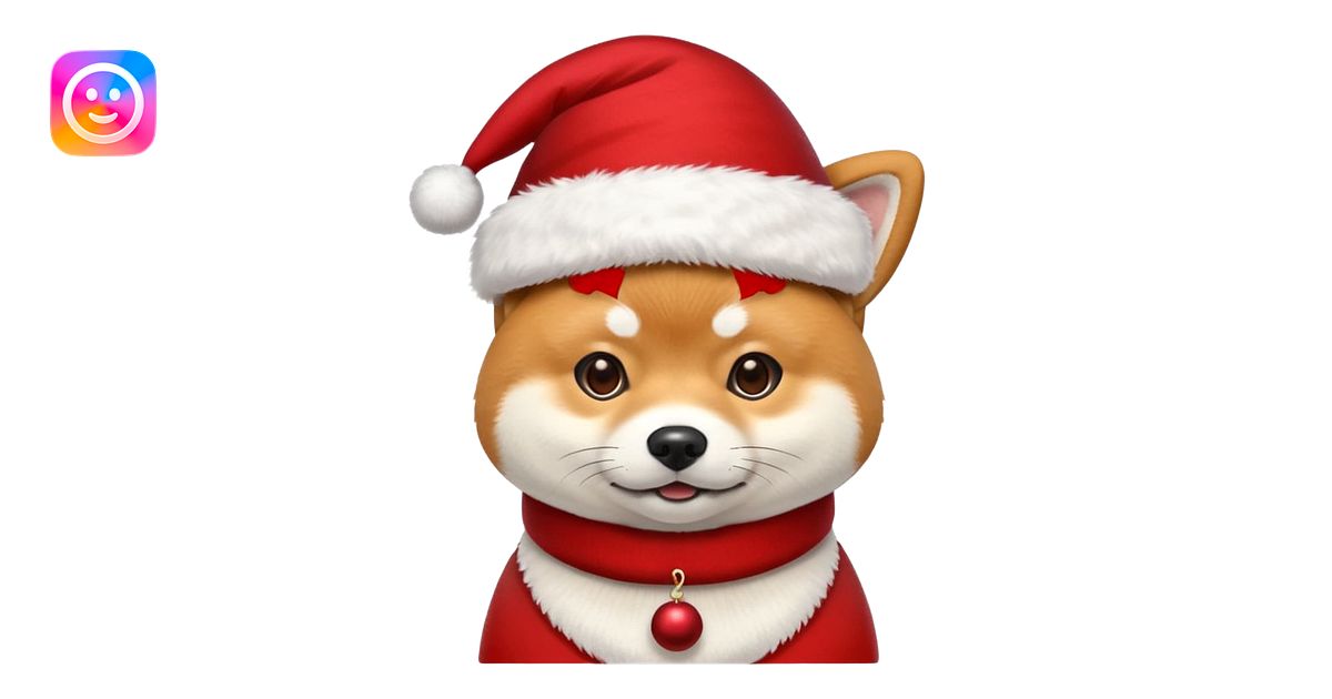 Shiba inu gif portant un chapeau de noel avec un pompon blanc qui bouge ...