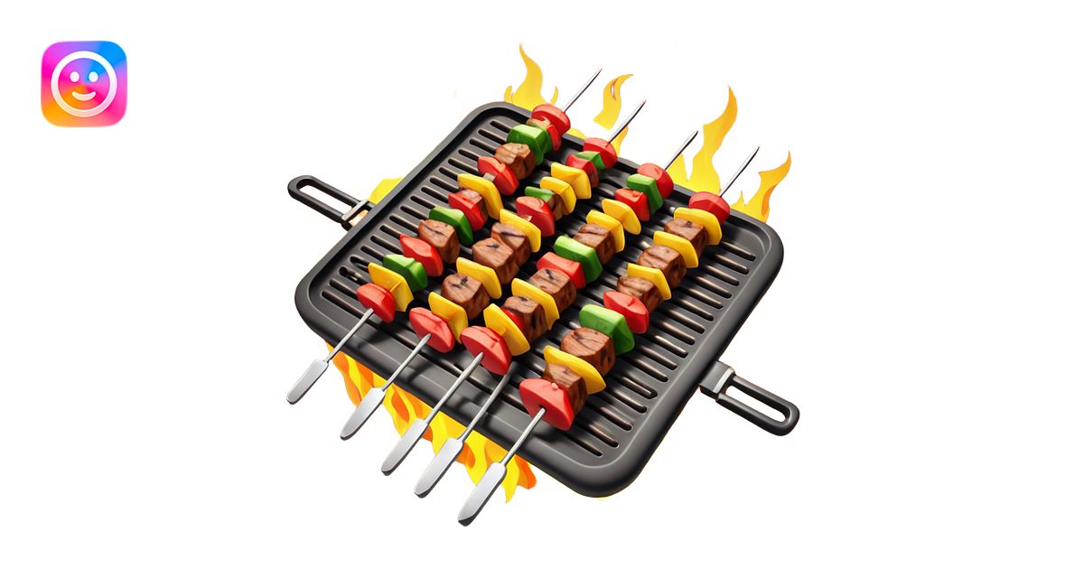 grilled shish kebab object icon, meat skewers with grill marks, 3D ...