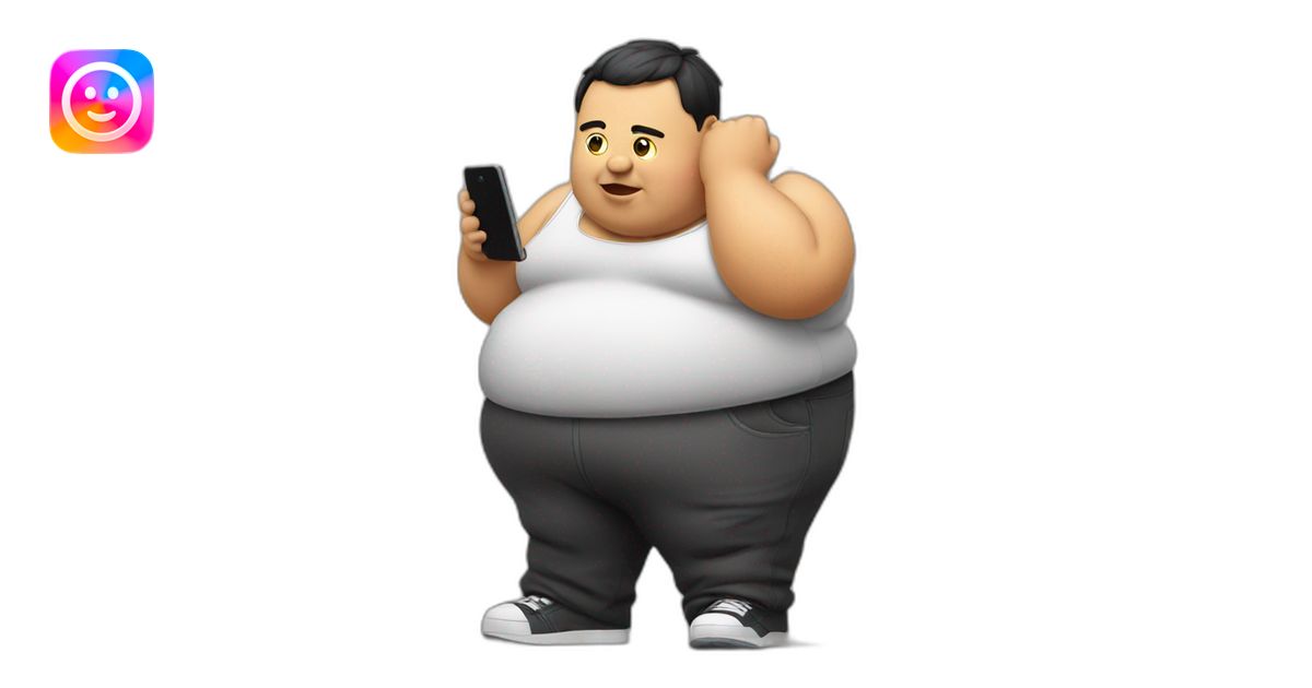 fat person using the cellphone emoji | AI Emoji Generator