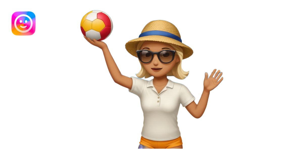 Throwing a ball at the beach. emoji | AI Emoji Generator