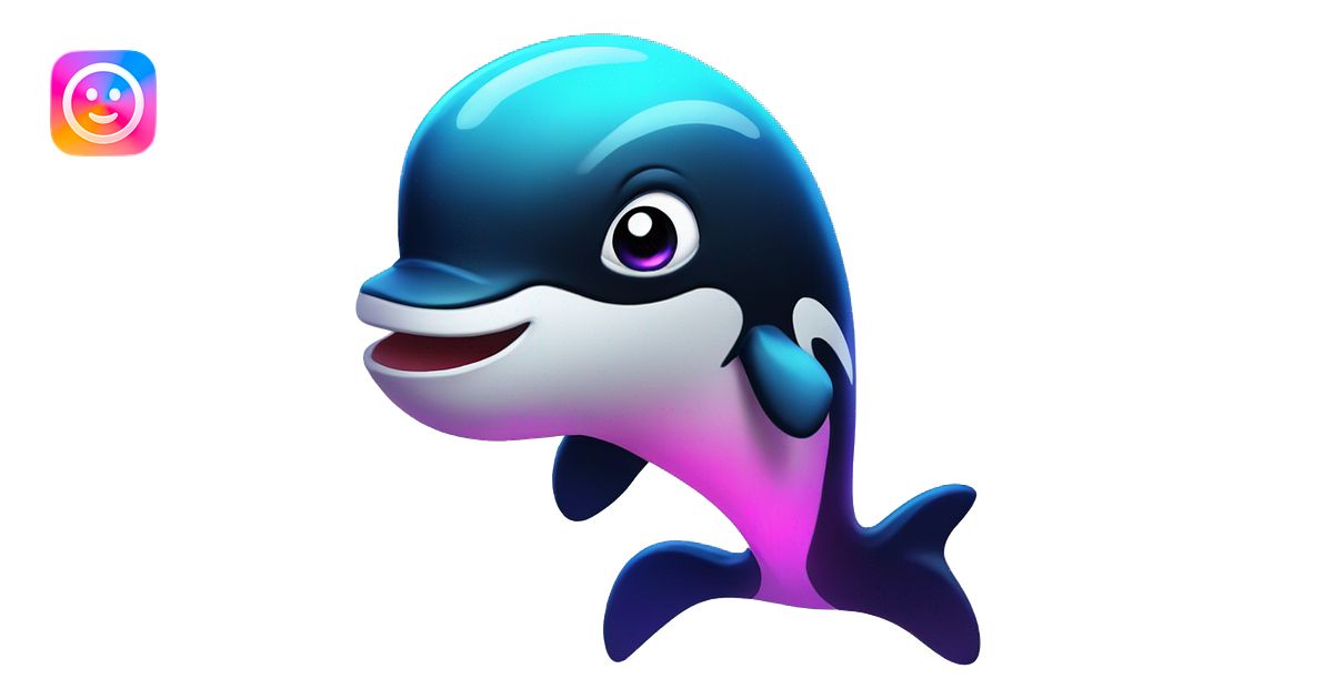 neon orca cute emoji | AI Emoji Generator