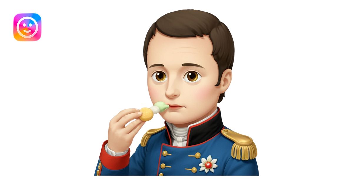 Napoleon Bonaparte ăn mochi emoji | AI Emoji Generator