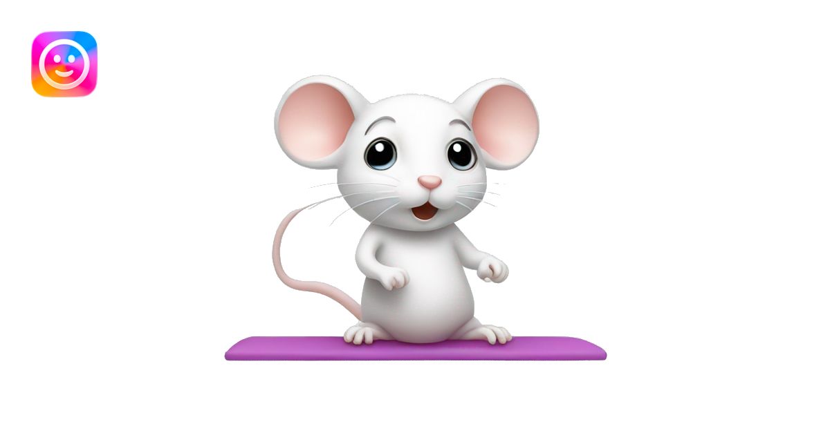 Cute white mouse doing pilates emoji | AI Emoji Generator