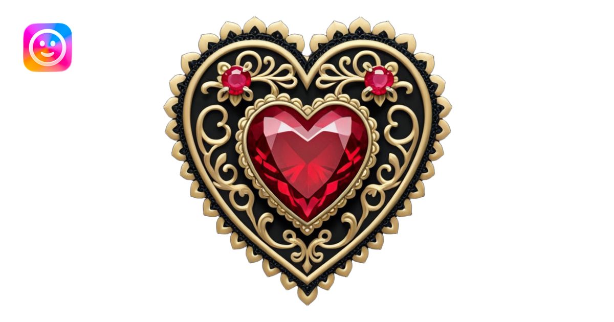 gothic heart with black lace and ruby gem emoji | AI Emoji Generator