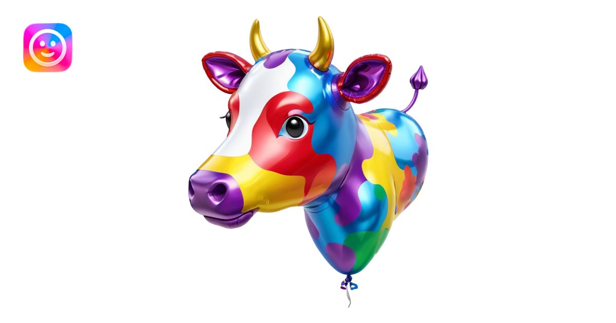 jeff koons style vinyl balloon girl cow sculpture emoji | AI Emoji ...