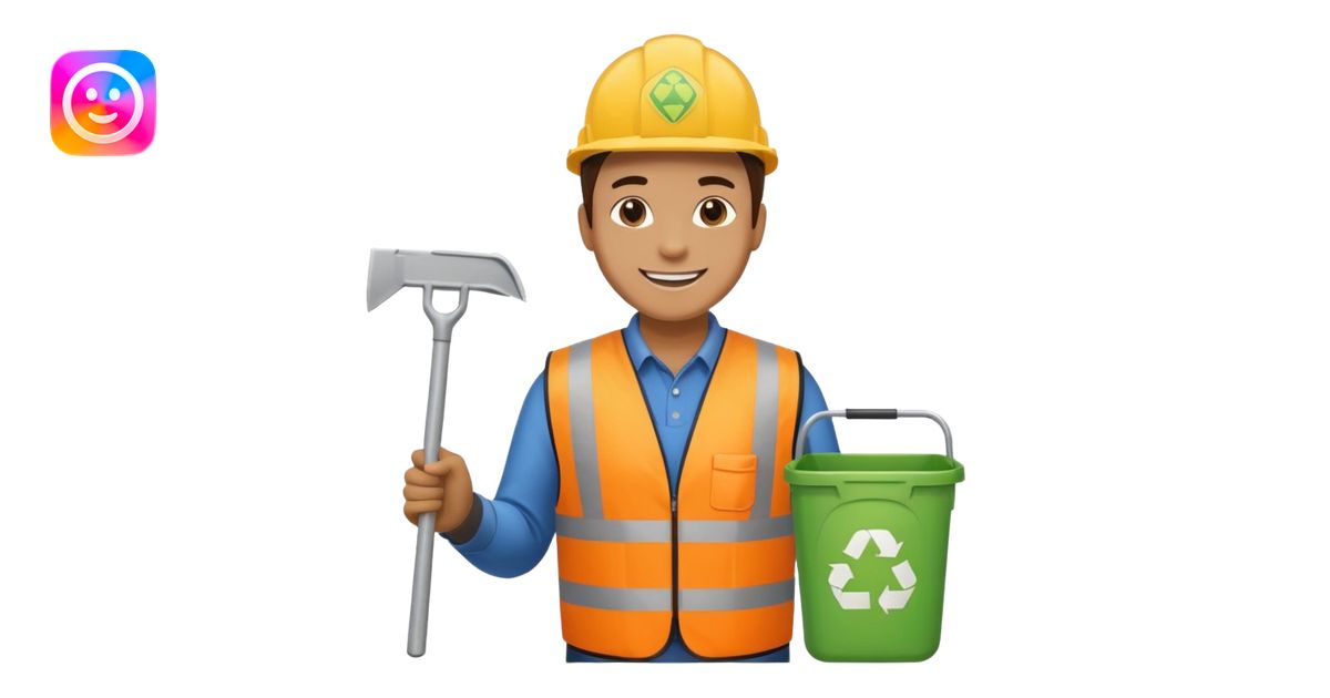 waste-management, safety vest, trash picker, cleaning up trash emoji ...