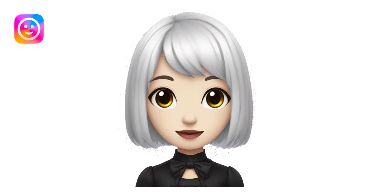 Cute Blushing Kawaii Gothic Emo Lady emoji | AI Emoji Generator