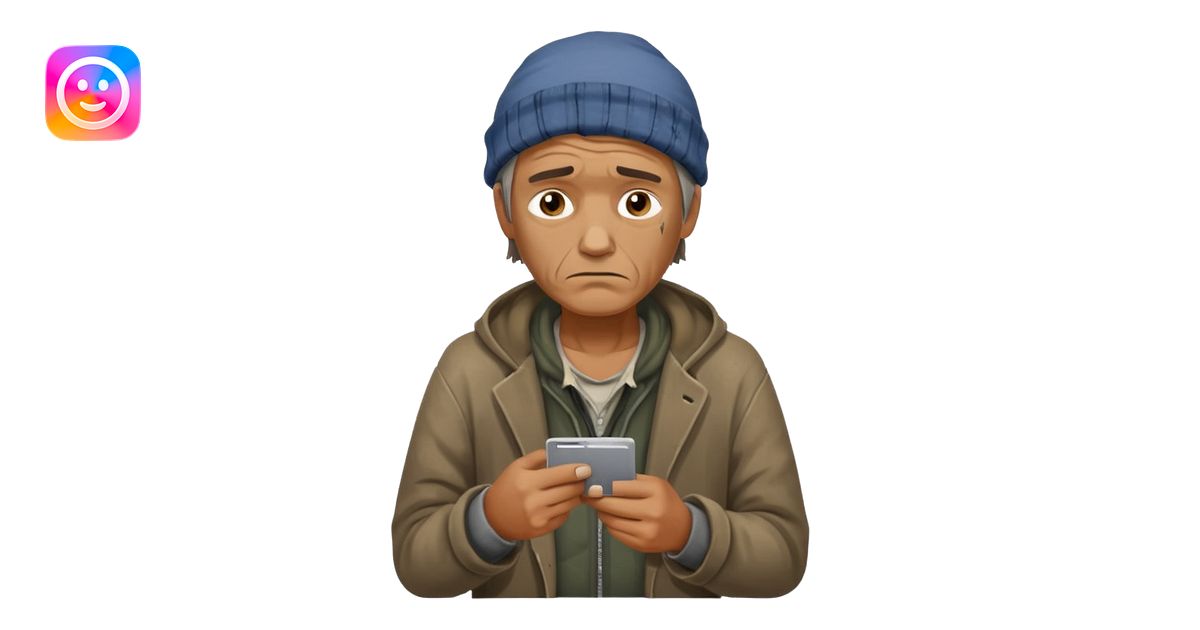 a homeless guy begging for money but with a card reader instead emoji ...