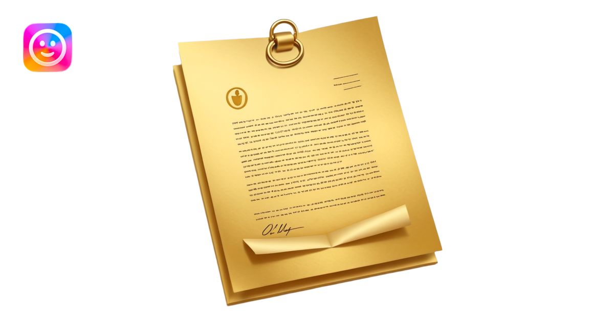 Premium contract golden paper signed sealed emoji | AI Emoji Generator