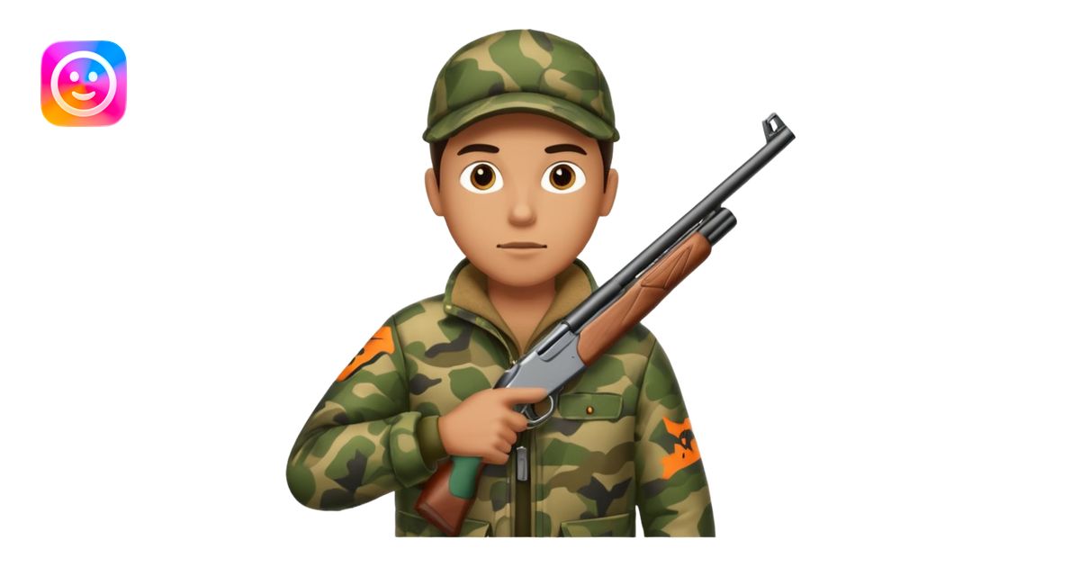 Male Hunter shooting a shotgun emoji | AI Emoji Generator