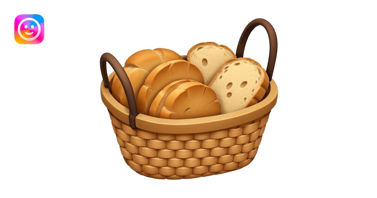 bread basket emoji top view, nearly empty with just a few crumbs ...