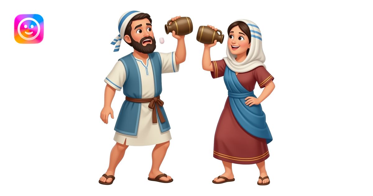 Hebrew men and women from ancient biblical times with a drunk look on ...