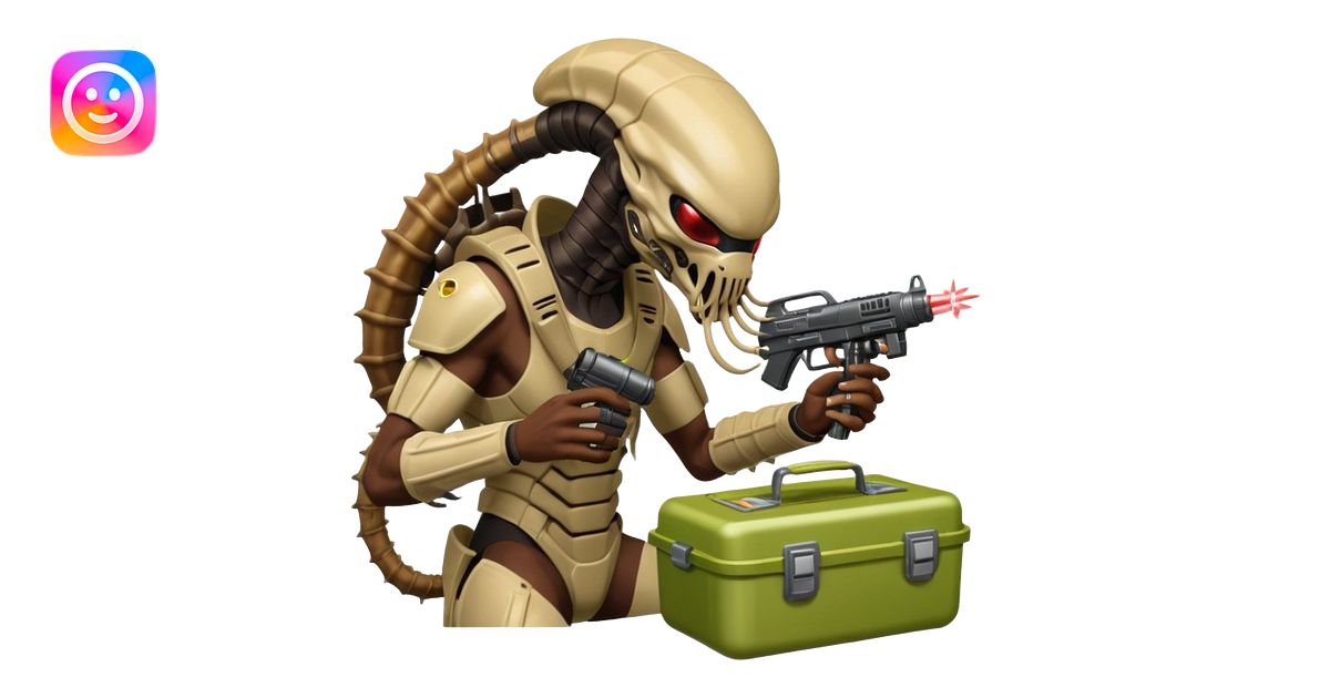 The Predator, as in the 1987 movie, with full armor, laser gun and mask ...