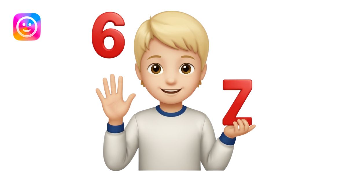 A Lil kid holding 6 7 emoji | AI Emoji Generator
