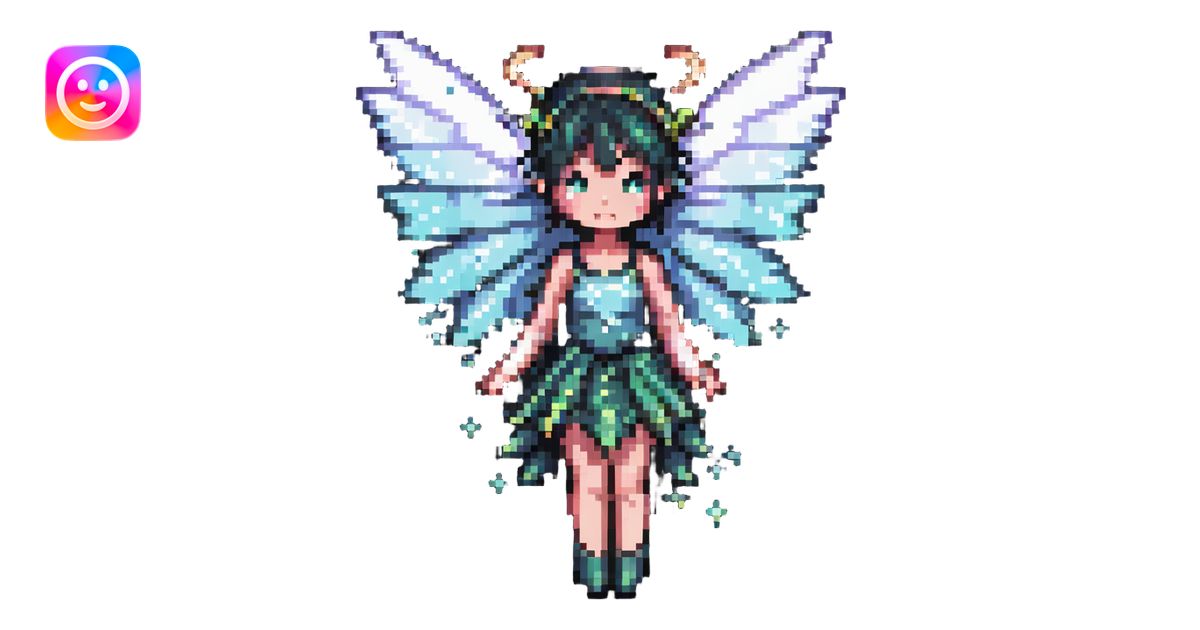 pixel art fairy with sparkling wings, floating illustration | AI Emoji ...