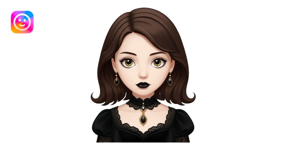 Adelaide Victoria Kane with brown hair in black goth dress emoji | AI ...
