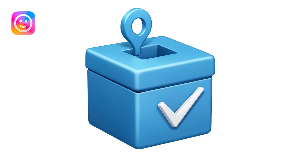 A blue box and a white tick 4d emoji | AI Emoji Generator