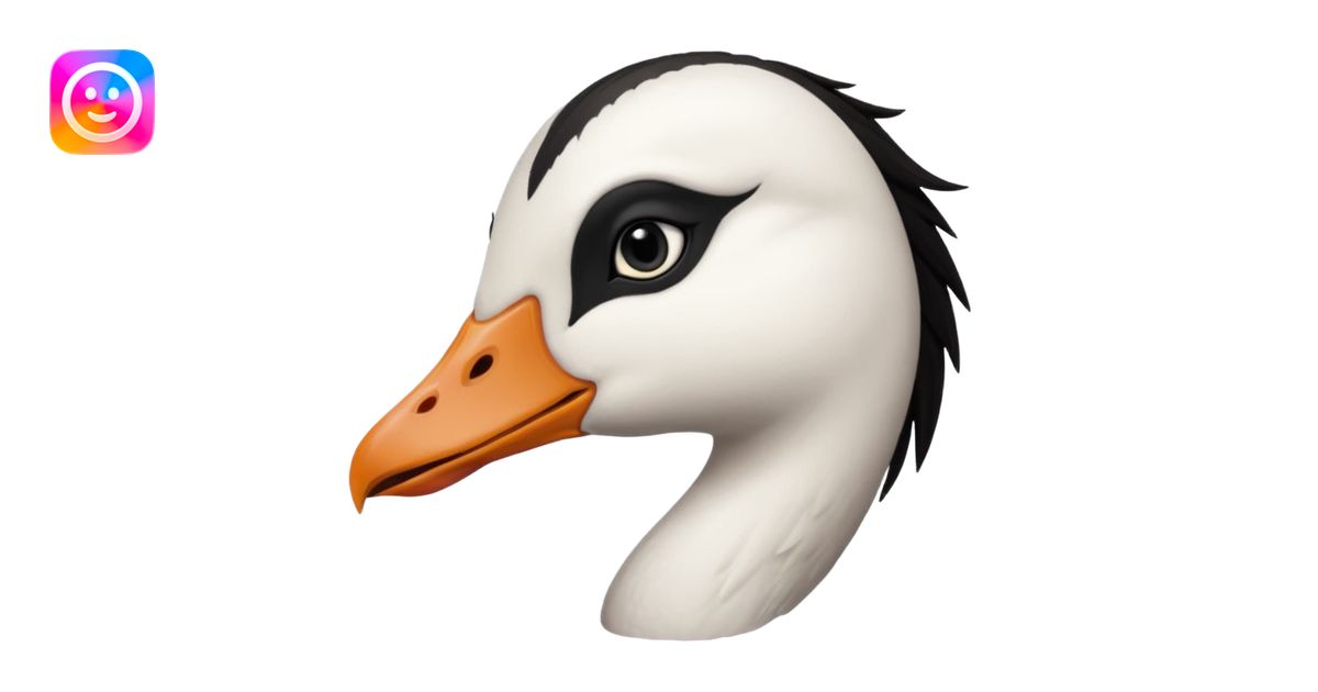 goose head that is emo with dark hair emoji | AI Emoji Generator